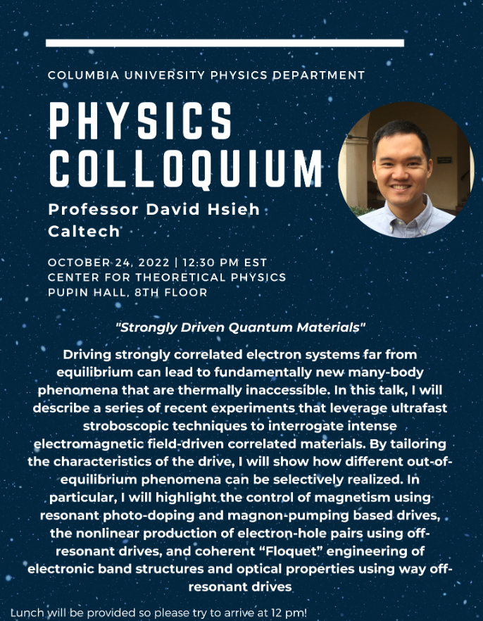 Physics Colloquia: David Hseih | Department of Physics